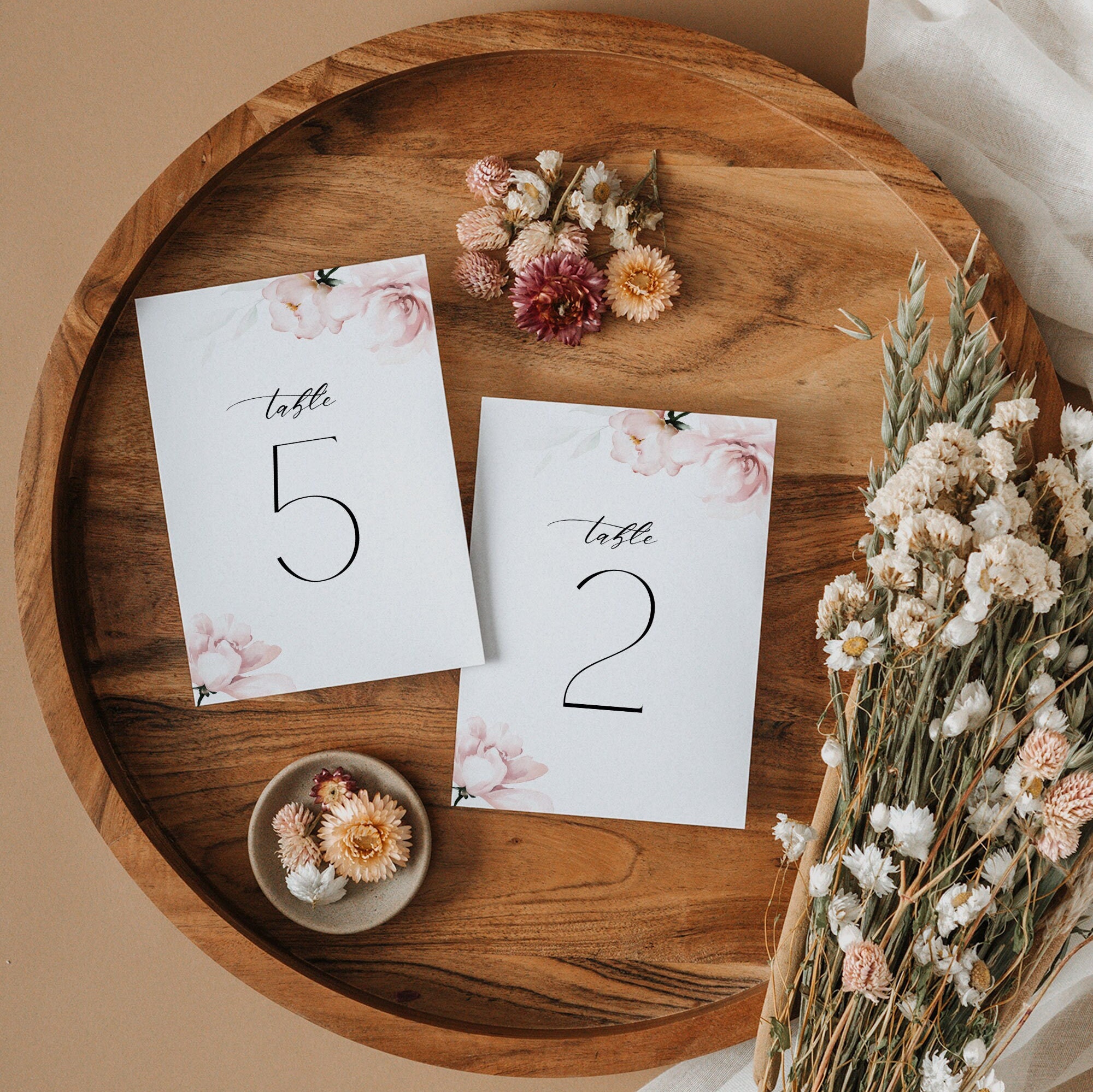 Printable Floral Wedding Table Number Template, Elegant Table Card With ...