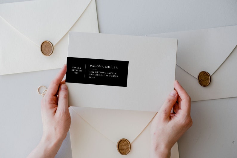 Printable Address Label Template Black Wrap Around Sticker - Etsy