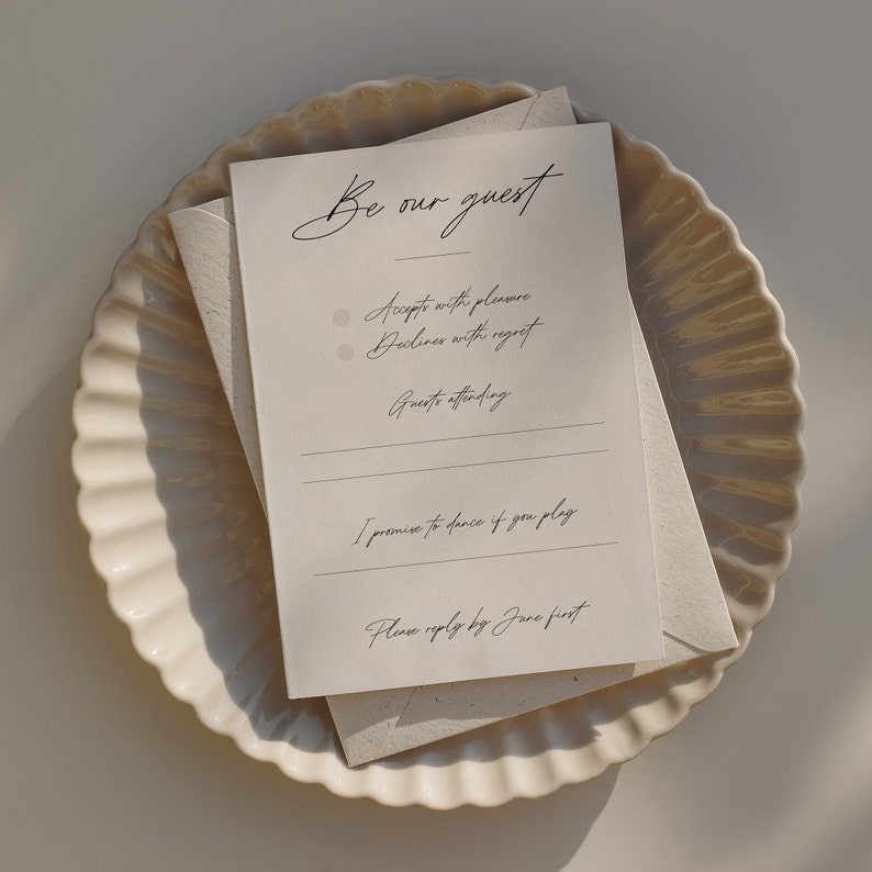 Printable RSVP Template With QR Code, Minimalist Printable Response ...