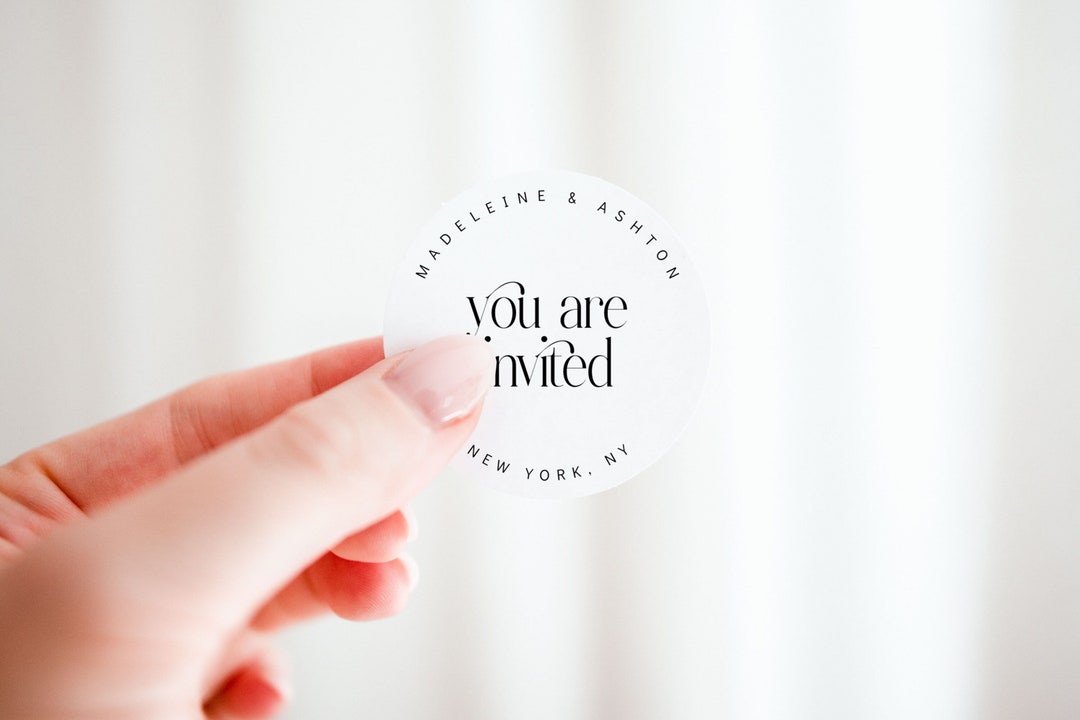 Round Wedding Envelope Stickers Template Editable You Are - Etsy