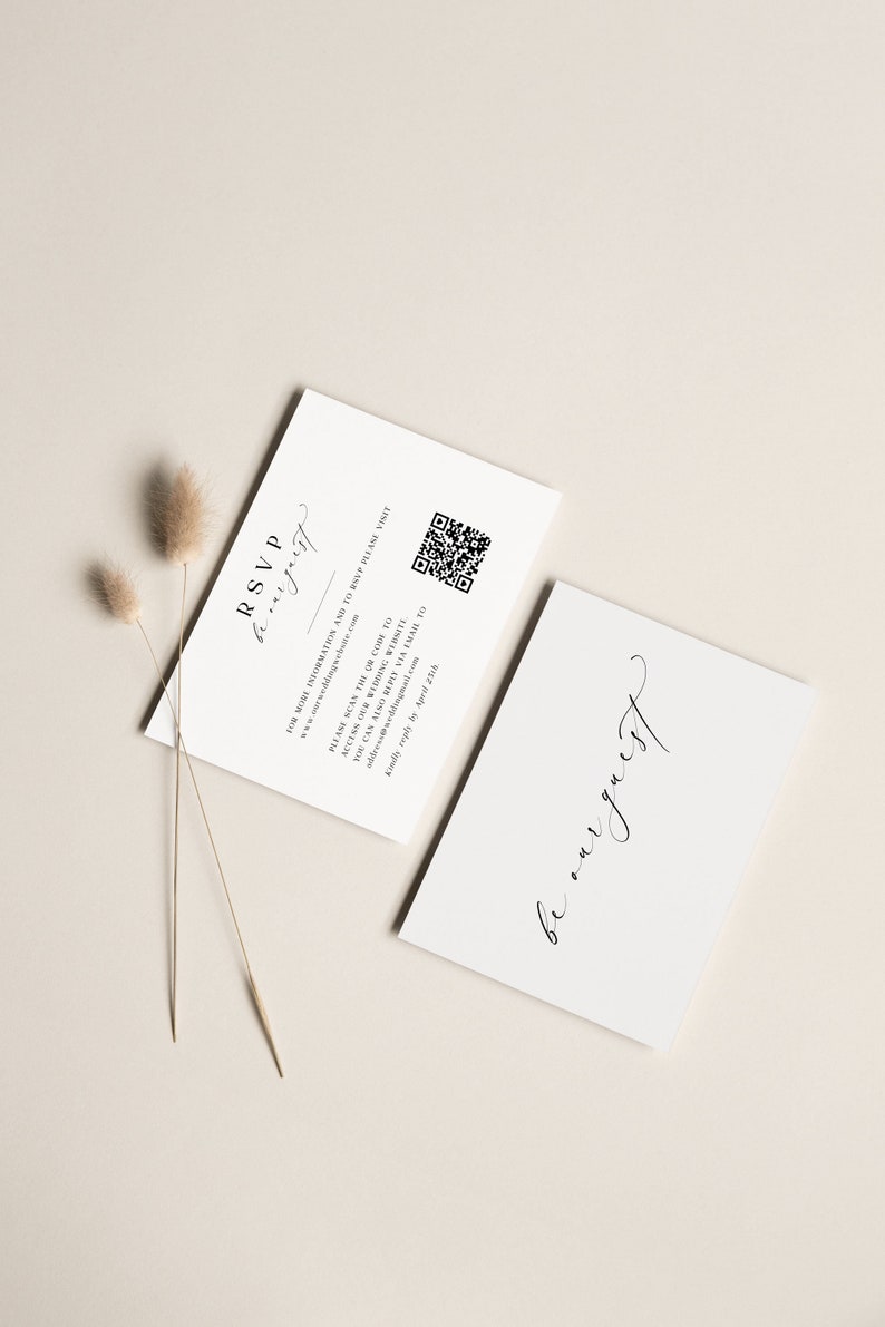 Folded Wedding Invitation QR Code RSVP Card Suite Template - Etsy