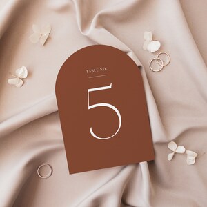Boho Arch Table Number Template in Terracotta, Modern Table Sign ...