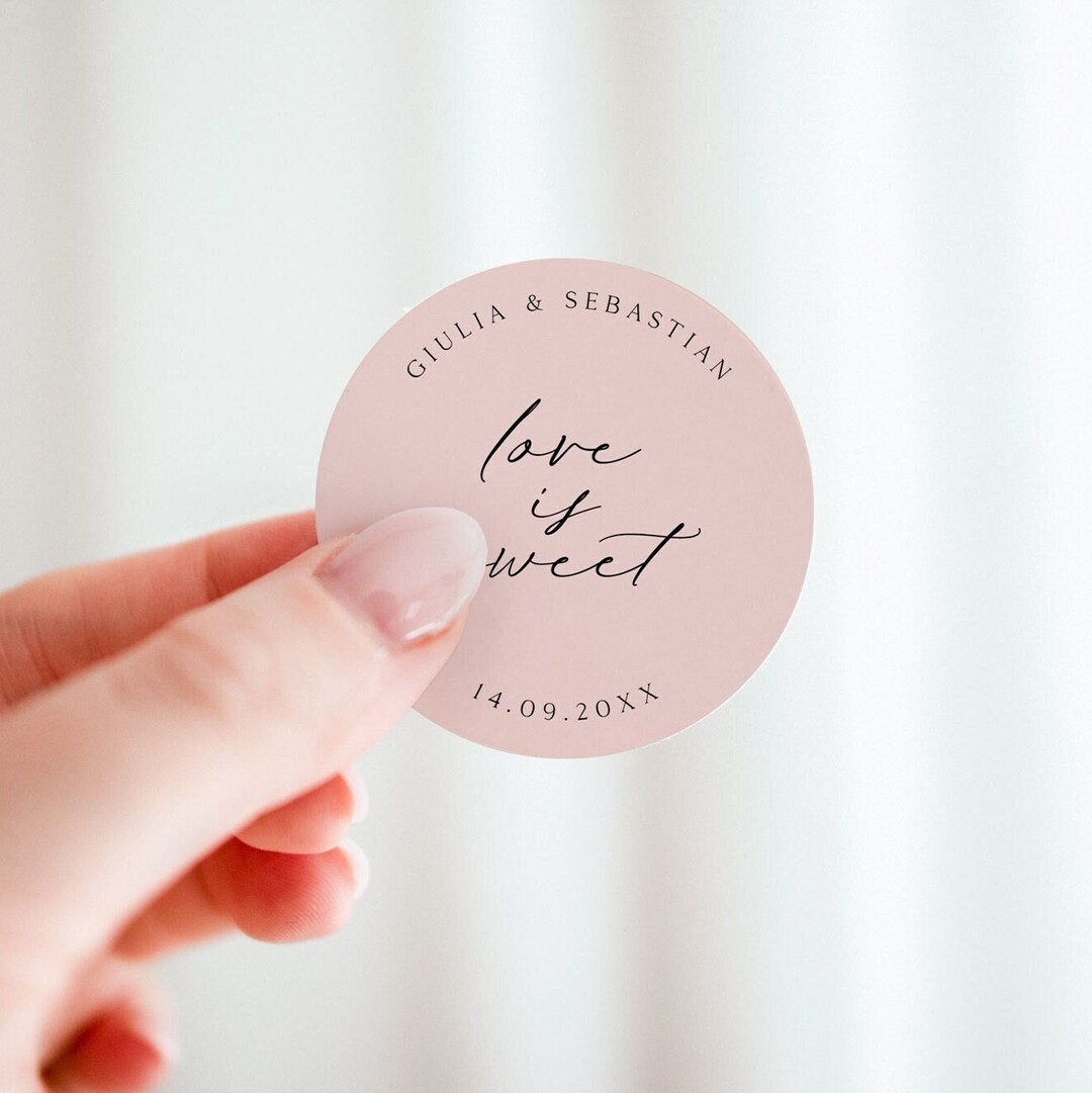 Love is Sweet Sticker, Personalised Party Favour Stickers, Candy Favor ...