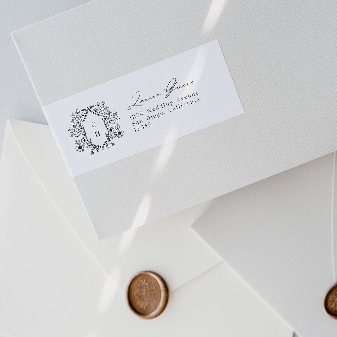Wedding Guest Address Labels Template Minimalist Wrap Around Sticker ...