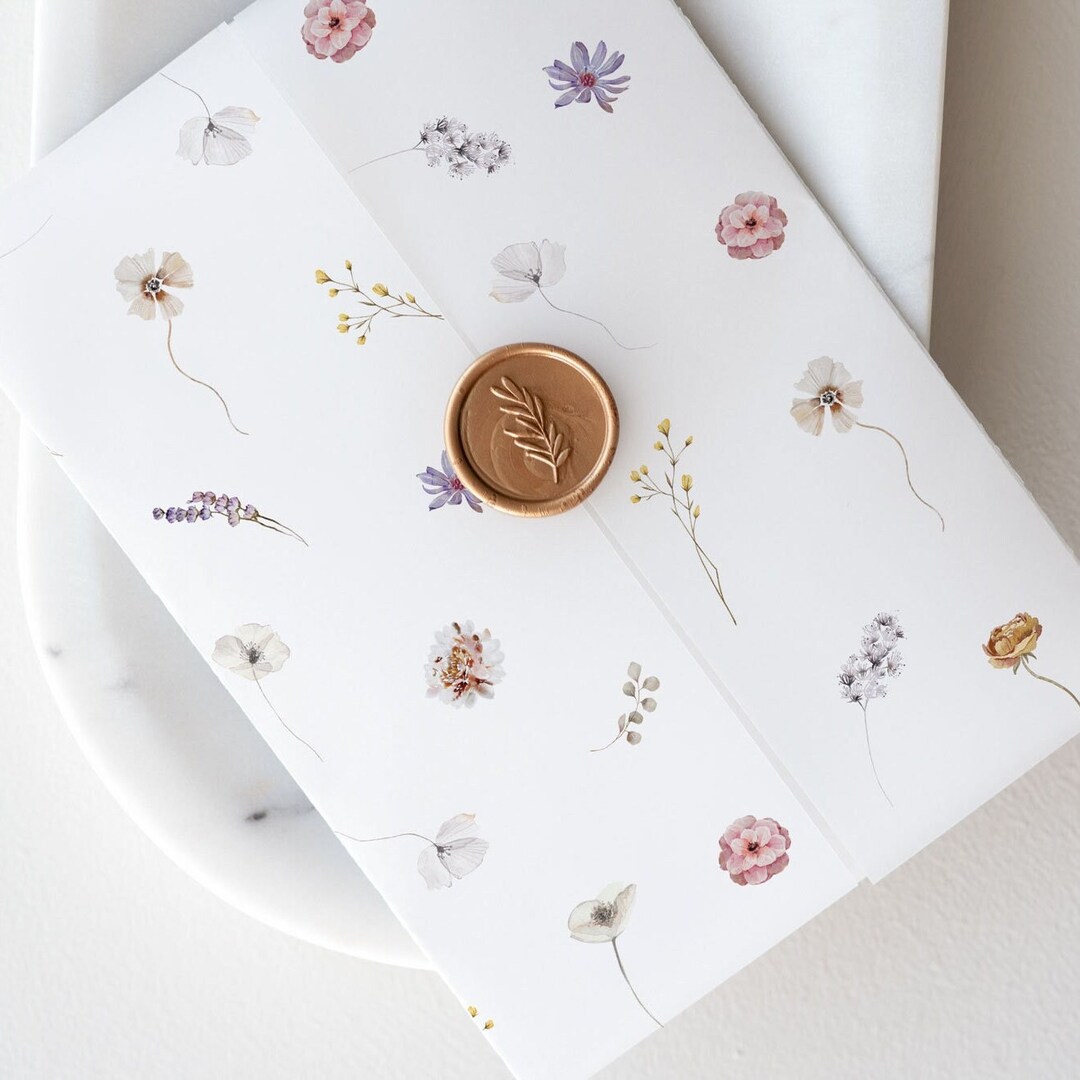 Printable Vellum Wrap With Watercolor Flowers Floral Vellum Jacket for ...