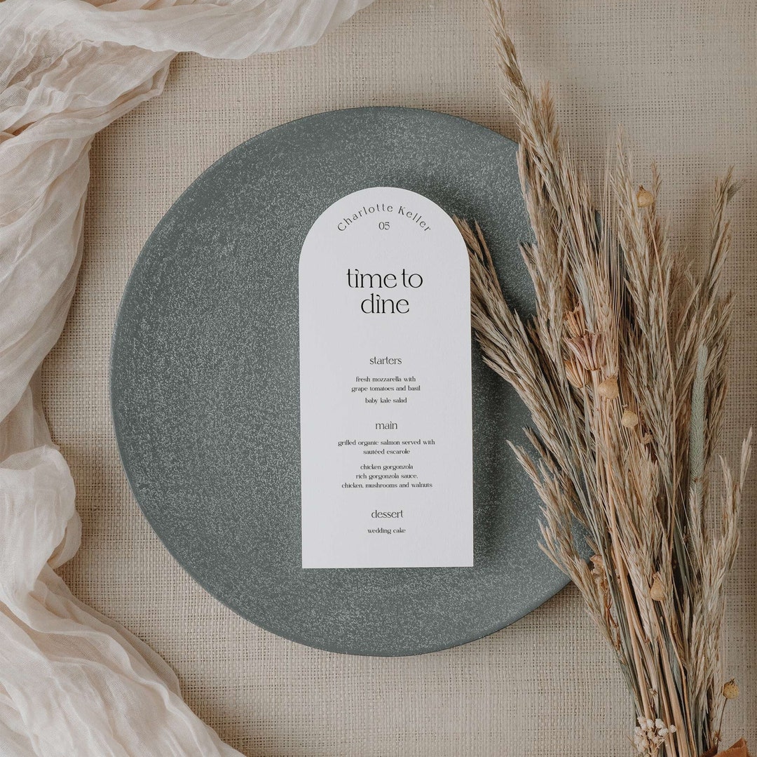 Arch Wedding Menu Template With Guest Name, Printable Curved Dinner ...