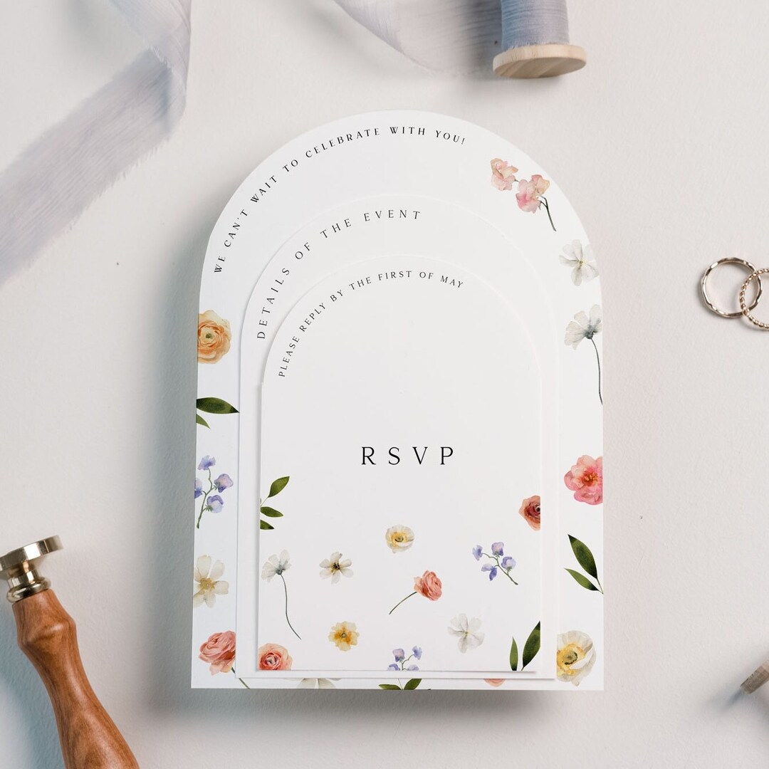 Floral Arch Wedding Invitation Template Suite, Printable Boho ...
