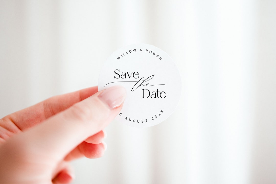 Round Save the Date Sticker Template Editable Save Our Date - Etsy