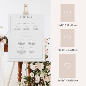 Minimalist Bar Sign Template, Modern Editable Elegant Wedding Bar ...