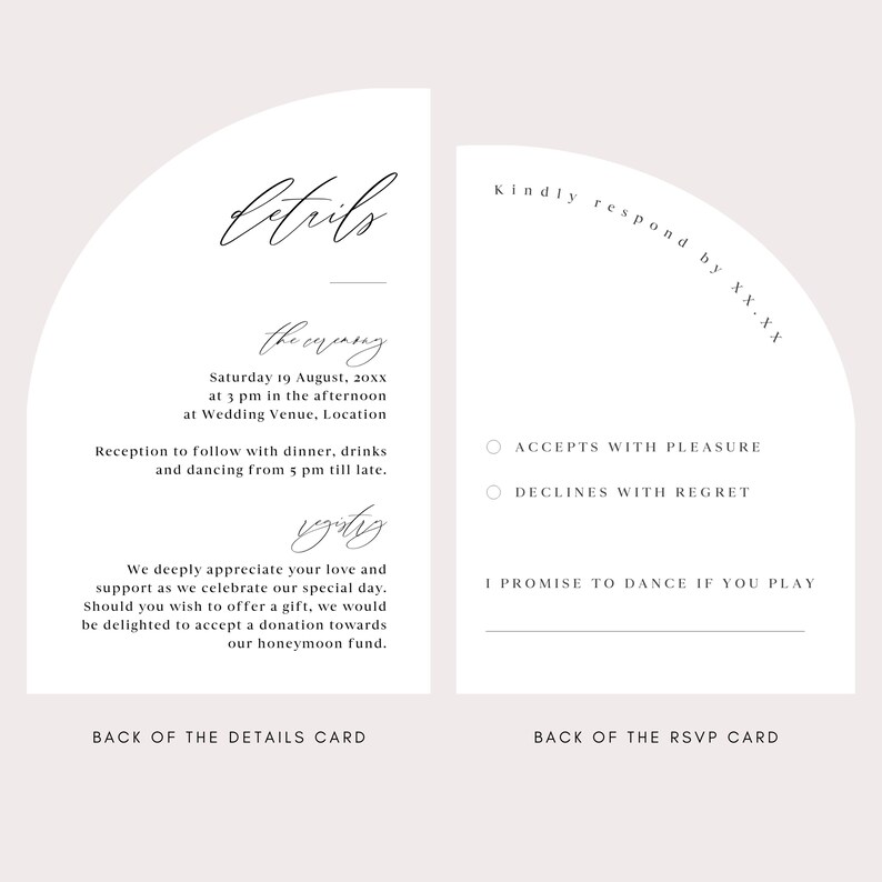 Half Arch Wedding Invitation Template Suite, Dusty Pink Printable ...