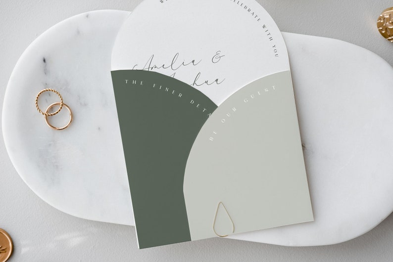 Half Arch Wedding Invitation Template Suite in Sage Green - Etsy