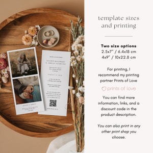 Printable Wedding Invitation Template With Picture, Minimalist 4x9 ...