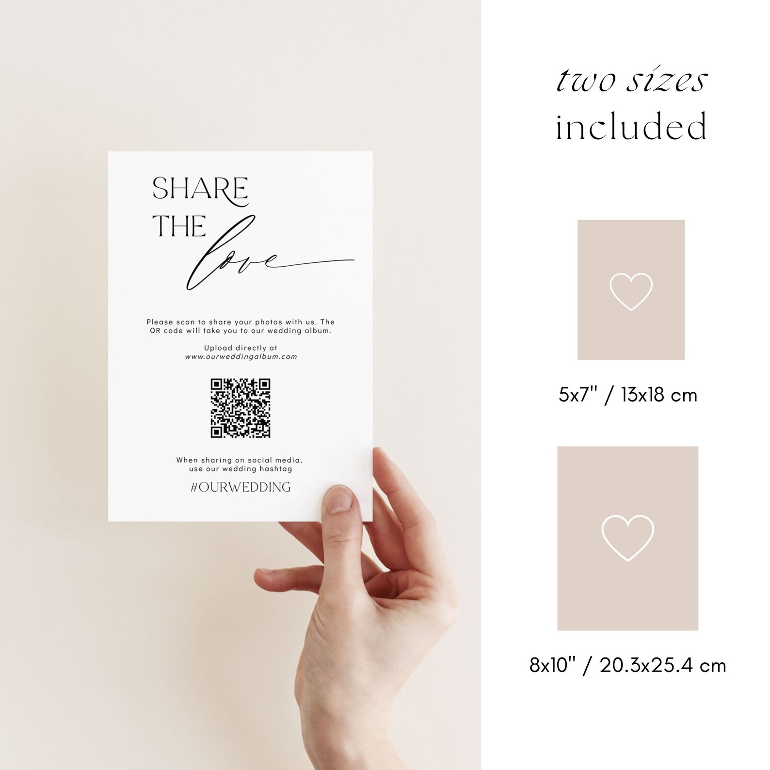 Wedding Hashtag Sign Template With QR Code, Wedding Social Media Sign ...