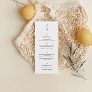 Printable Modern Wedding Menu Template, Minimalist Dinner Menu Template ...