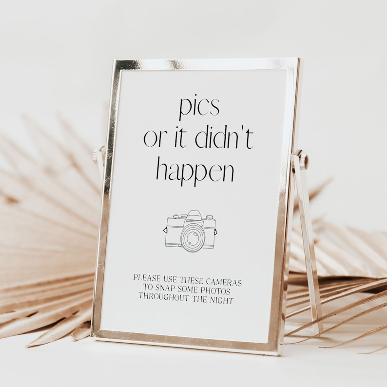 Printable Disposable Camera Sign Template, Minimalist Capture the ...