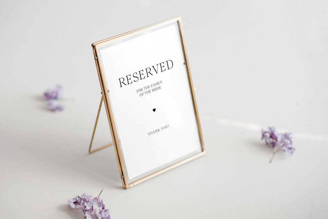 Wedding Reserved Sign, Printable Reserved Sign, Editable Modern Wedding ...