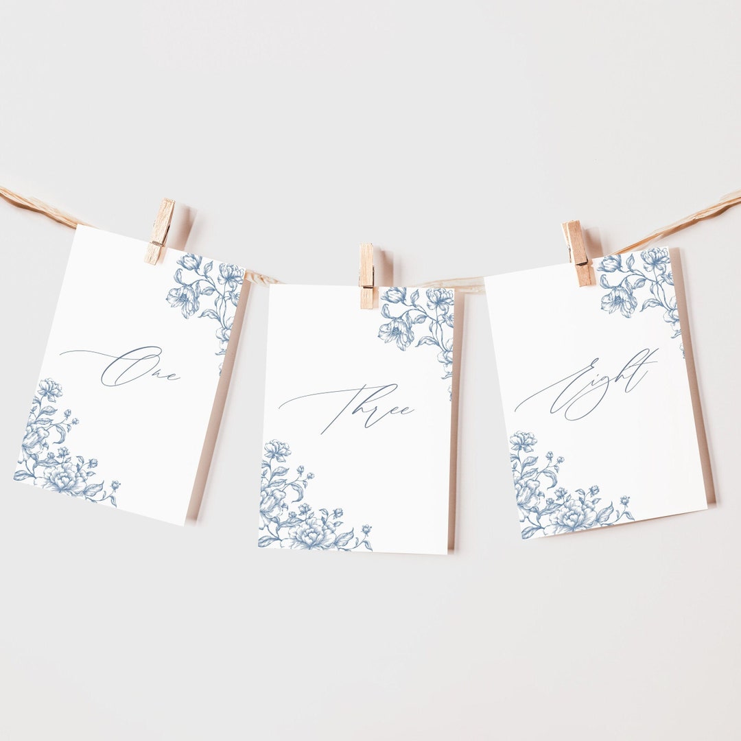 Printable Table Number Template With Vintage Roses, Modern Table Number ...