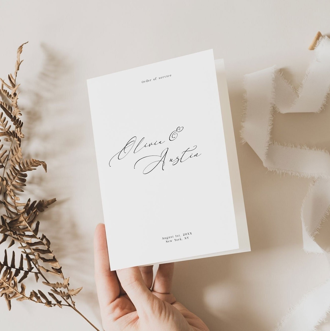 Modern Wedding Ceremony Program Template Elegant Order of Service ...