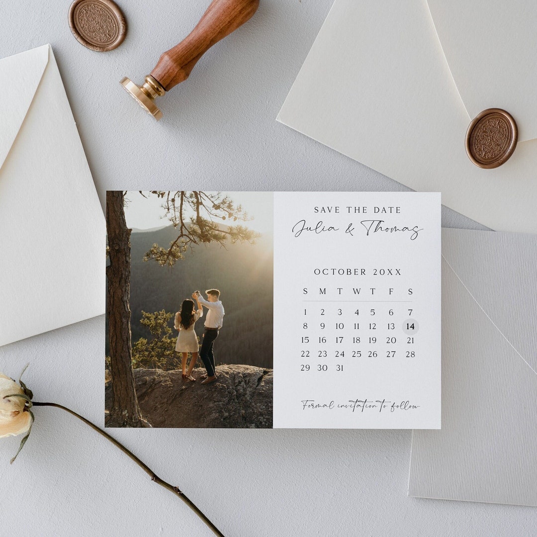 Magnet Save the Date Template With Photo and Calendar Custom Month View ...