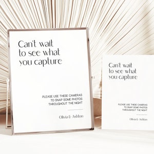 Disposable Camera Sign Template, Minimalist Capture the Memories Sign ...