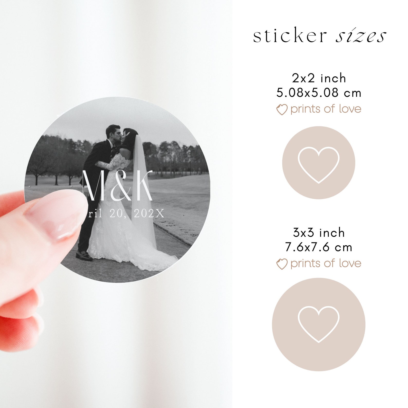 Round Wedding Photo Sticker Template, Editable Save Our Date Wedding ...