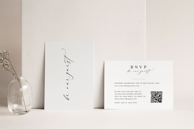 Folded Wedding Invitation QR Code RSVP Card Suite Template - Etsy