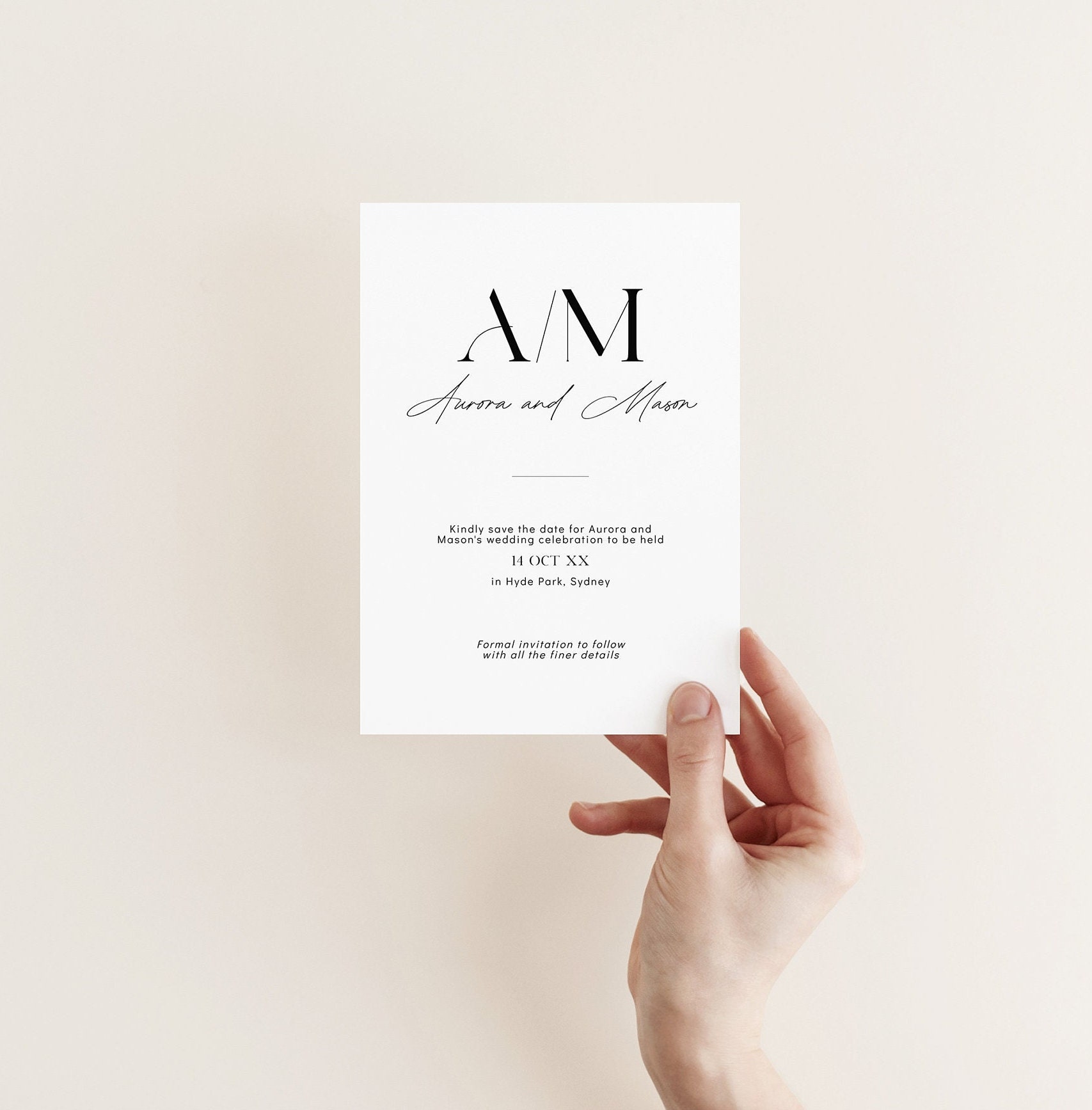 Printable Save the Date Invitation Template, Minimalist Simple Save Our ...