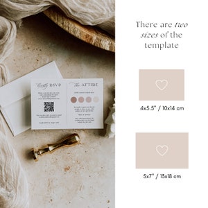 Printable RSVP + Wedding Attire Card Template With QR Code, Guest Dress ...
