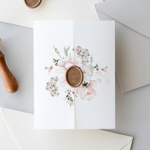 Floral Gatefold Wedding Invitation Template With QR Code, Trifold ...