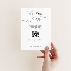 Printable RSVP + Wedding Attire Card Template With QR Code, Guest Dress ...