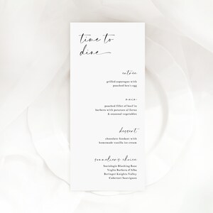 Wedding Menu & Place Card Template Set With Script Font, Editable and ...