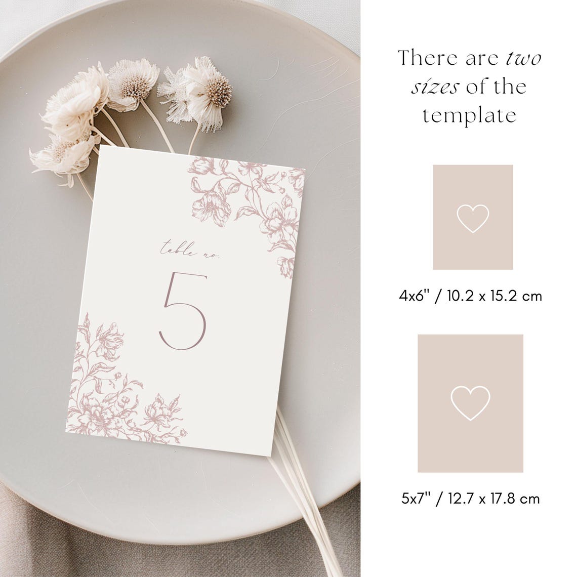 Printable Table Number Template Dusty Pink Vintage Theme, Floral ...