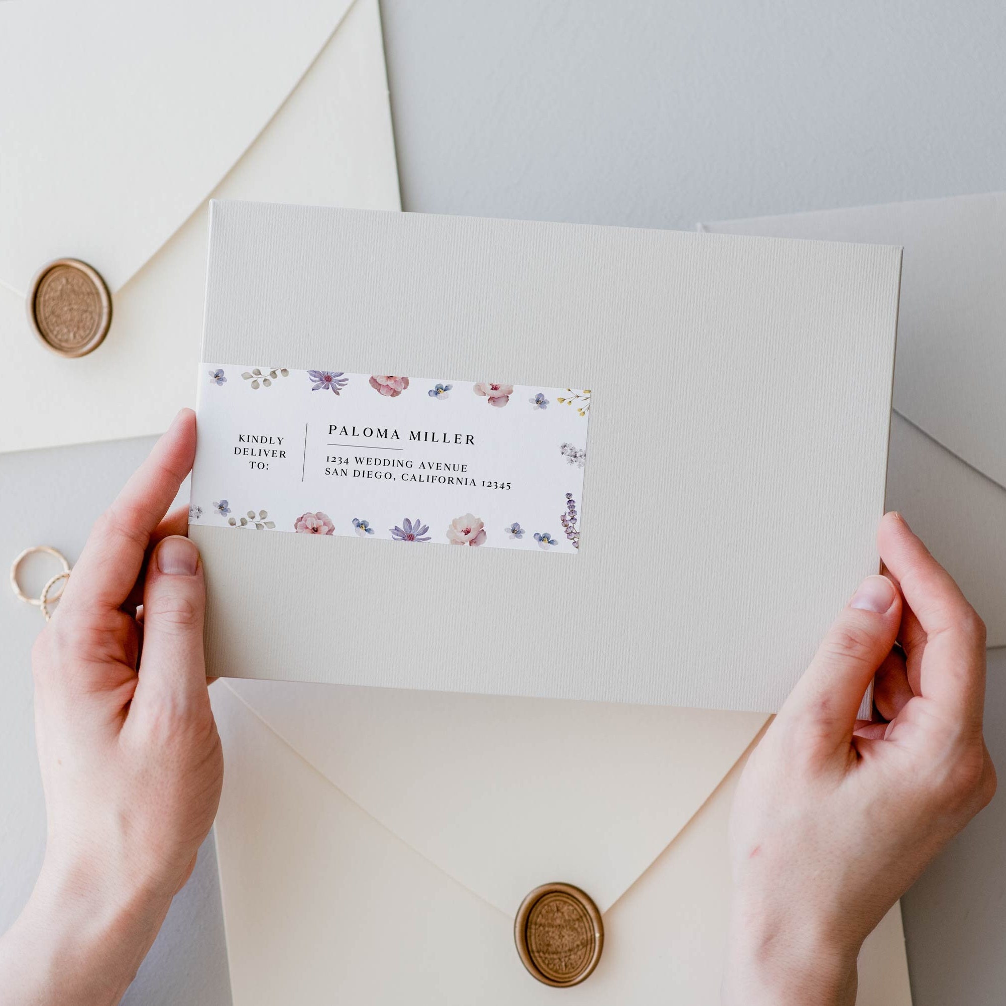 Floral Guest Address Label Template, Boho Recipient Labels for Envelope ...