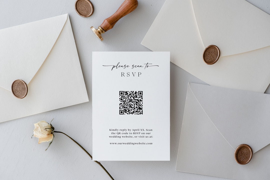 Modern RSVP Card Template With QR Code Minimalist Response - Etsy