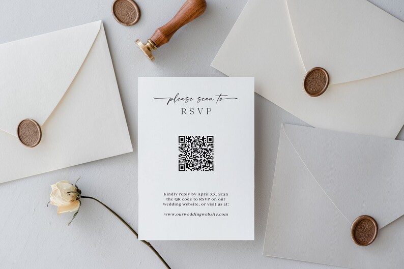Modern RSVP Card Template With QR Code Minimalist Response - Etsy