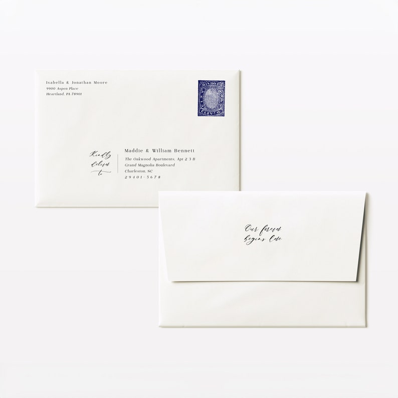 Minimalist Calligraphy Envelope Template, Wedding Addressed Envelope ...