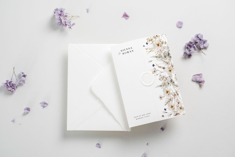 Floral Gatefold Wedding Invitation Template With QR Code - Etsy