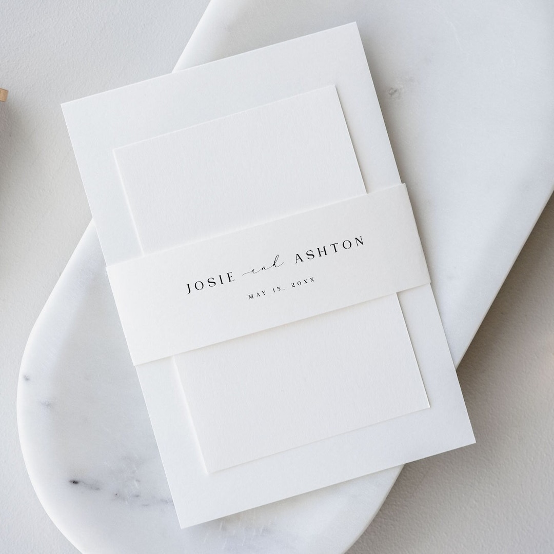 Modern Invitation Belly Band Template, DIY Invitation Wrap, Minimalist ...