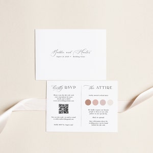 Printable RSVP + Wedding Attire Card Template With QR Code, Guest Dress ...