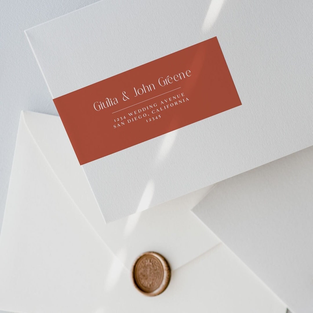 Printable Guest Address Label Template Boho Terracotta Wrap Around ...