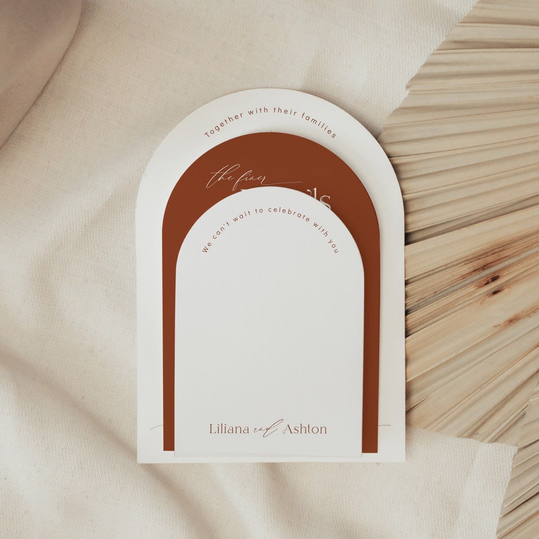 Printable Arch Wedding Invitation Suite Template in Terracotta, Burnt ...