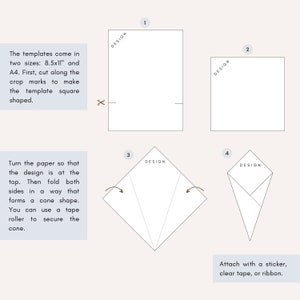 Floral Confetti Cone Template for Petal Toss, DIY Editable Wedding ...