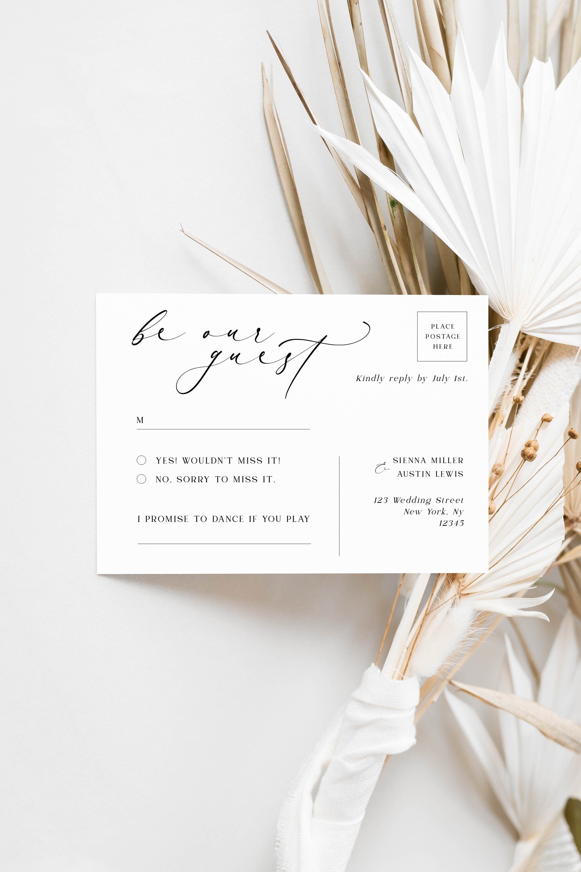 Modern RSVP Postcard With Script Font Minimalist Modern - Etsy