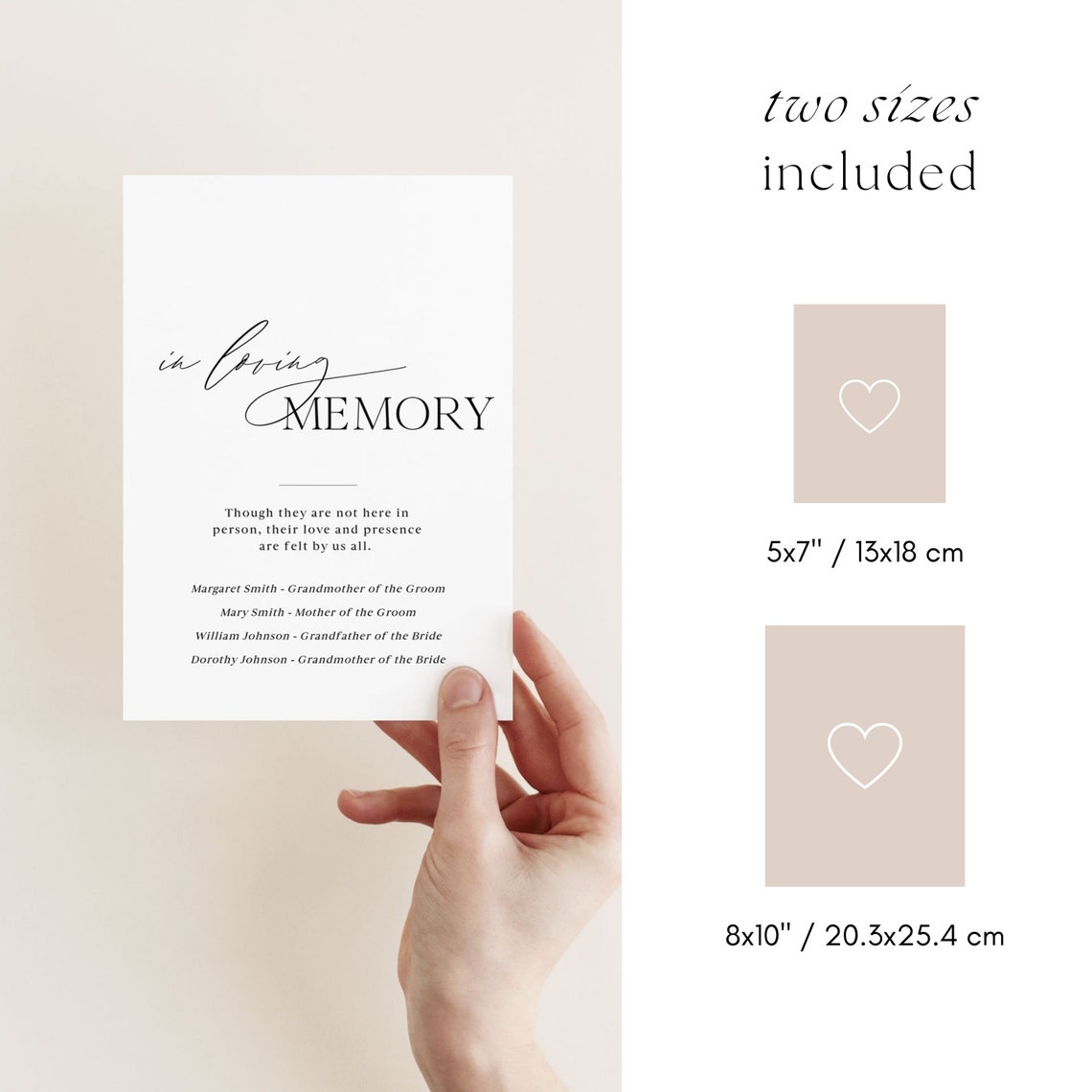 Printable in Loving Memory Wedding Table Sign Design, Memory Reception ...