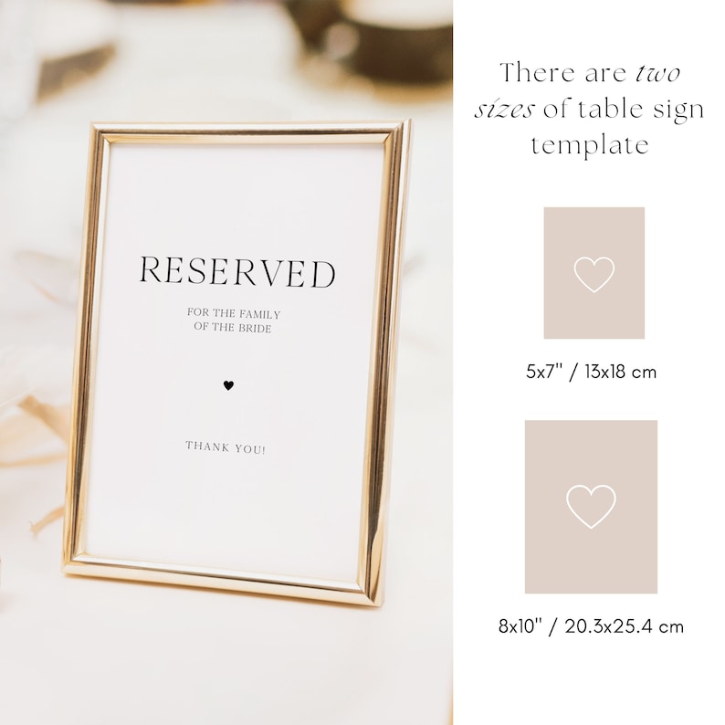 Wedding Reserved Sign, Printable Reserved Sign, Editable Modern Wedding ...