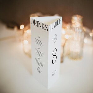 Minimalist Wedding Trifold Table Number & Menu Template, Editable, DIY ...