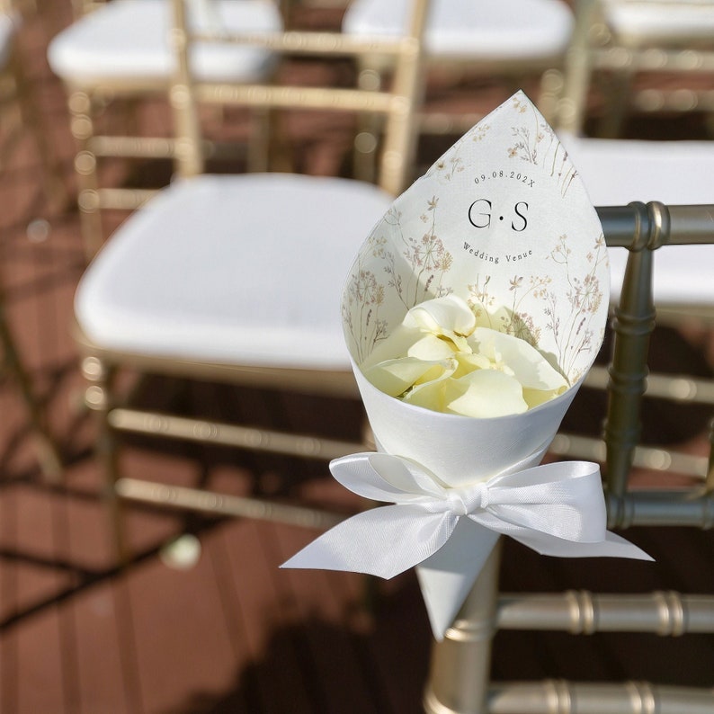 Printable Floral Confetti Cone Template for Petal Toss, DIY Editable ...