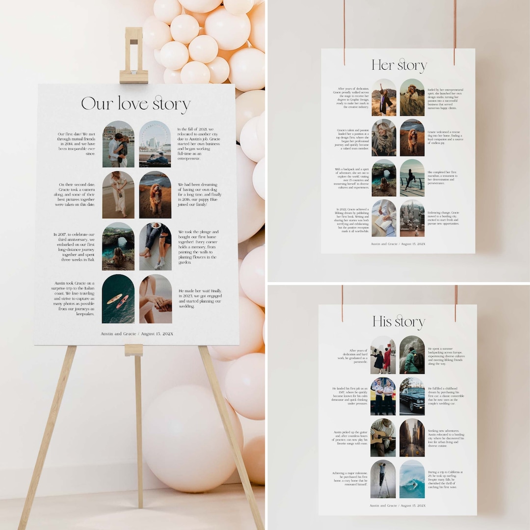 Our, Her and His Story Wedding Sign Template With Photos, Wedding ...