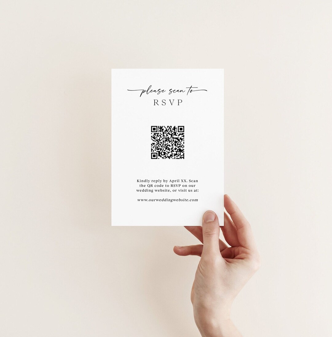 Printable RSVP Card Template With QR Code, Minimalist Response ...