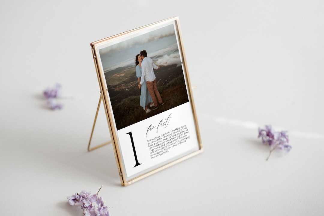 Modern Table Number Template With Photo and Fun Facts Love - Etsy